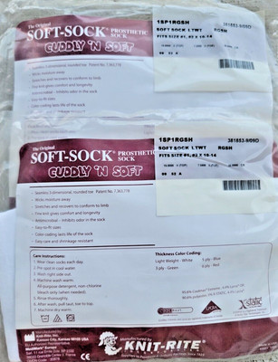 Lot of 2 Knit-Rite Soft Sock Prosthetic 1SP1RGSH LTWT Soft #1, #2 x 10 ...