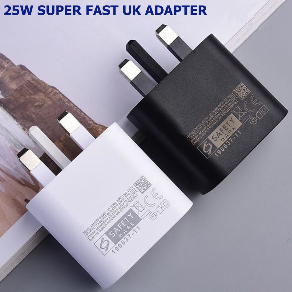 Genuine 25W Fast UK Charger Plug & USB C Cable For Samsung Galaxy S25 ...