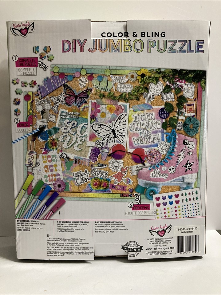 Fashion Angels Color & Bling DIY Jumbo Puzzle 1000 Pieces Gems ...