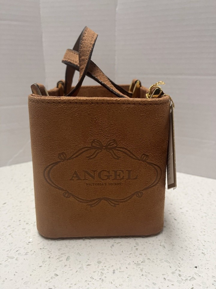VICTORIA’S SECRET ANGEL Tote Bag 3pc set Faux Brown Suede Double Handle ...
