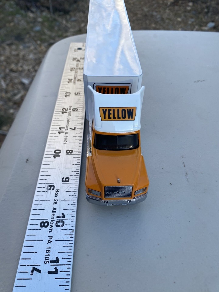 Winross Yellow Trucking Mack Truck And Trailer Diecast 9” Nice | eBay