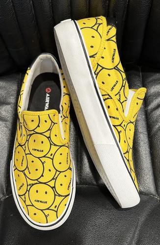 AIRWALK Size 9 Yellow Smiley Face 628 Cushioned Canvas Women’s Sneakers ...