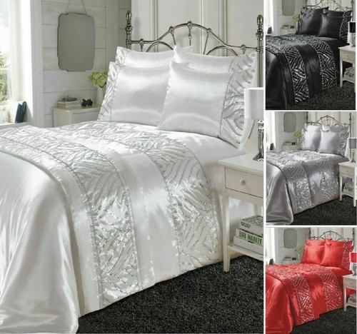 Luxurious SHIMMER Shiny Satin Silk Laces Duvet Covers Bedding Set Or ...