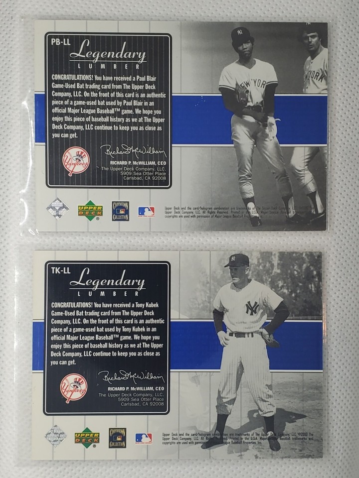 YANKEES GAME USED BAT 2000 LEGENDARY LUMBER LOT(2) TONY KUBEK PAUL ...