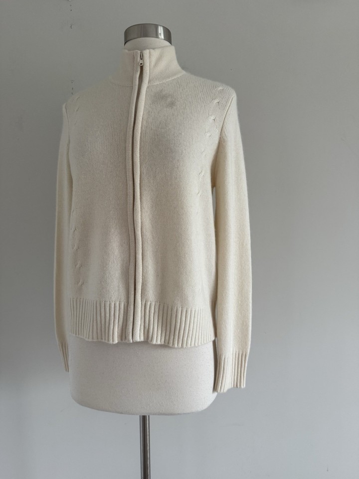 TERRYL FOR THALIAN 100% CASHMERE FULL ZIP LONG SLEEVE SWEATER SIZE M | eBay