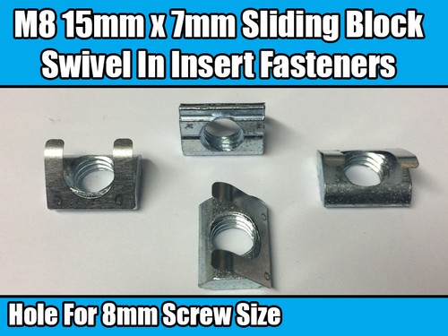 10x M8 15mm x 7mm Sliding Block For 8mm Screw Swivel In Direct Insert ...
