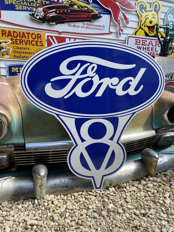 Antique Vintage Old Style Ford V8 Sign!! | eBay