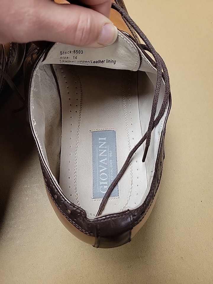 Giovanni Brown Leather Two-Tone Dress Shoes (6503) Size 14 *SEE PICS | eBay