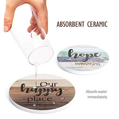 Absorbent Coasters Stone Coaster Set of 8, Cork Base, with Holder, Wood ...