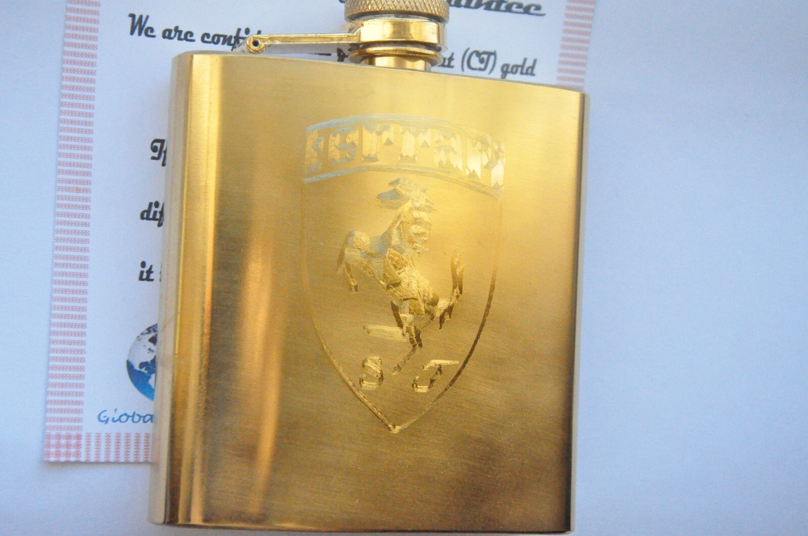 Hip Flask Stainless Steel Drink 6oz Flasks Alcohol 24k Gold Plated ...