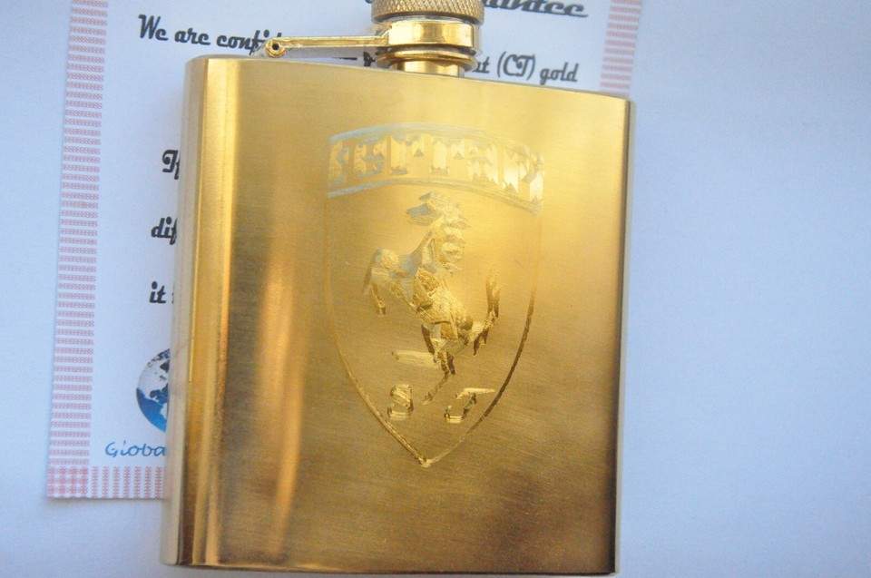 Hip Flask Stainless Steel Drink 6oz Flasks Alcohol 24k Gold Plated ...