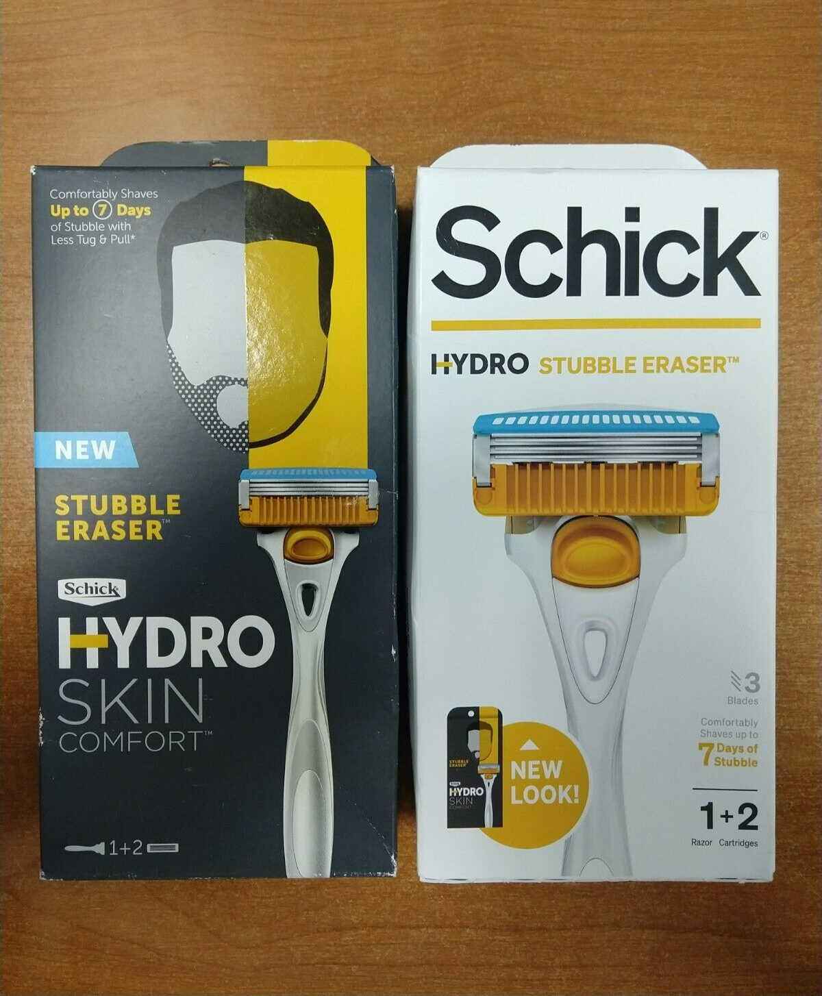 2 Pk: Schick HYDRO SKIN Stubble Eraser Razors 1 Handle/2 Cartridges ea ...