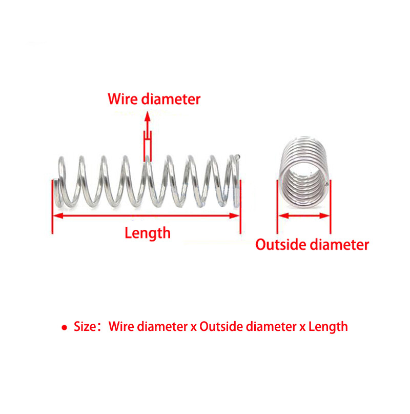 10Pcs 304SS Compression Springs 6-20mm OD Multi-Size Spring Wire ...