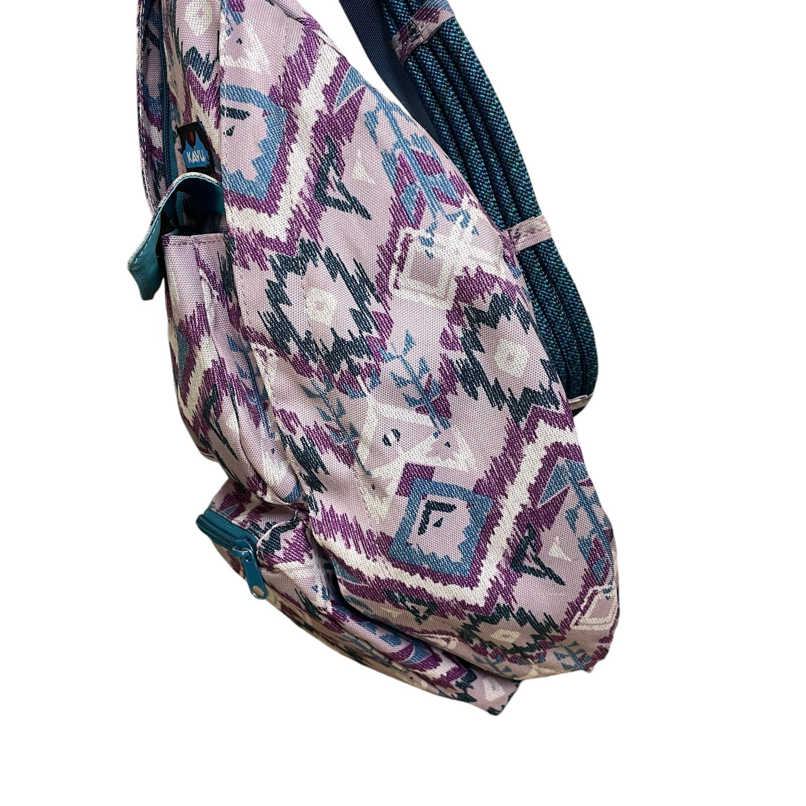 KAVU Sling Rope Bag Purple Canvas Zip Pockets Daypack Travel Backpack ...