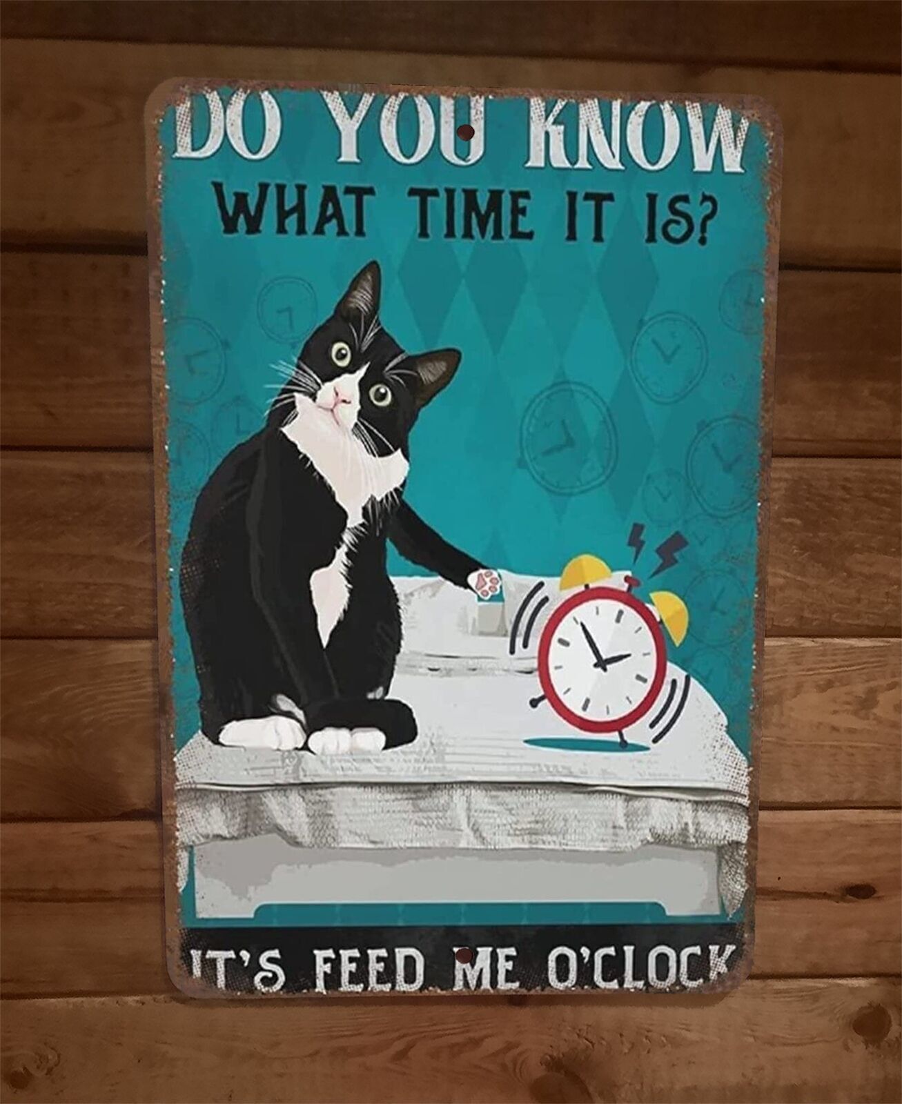 Its Feed Me Oclock Black Cat 8x12 Wall Sign Animal Poster | eBay