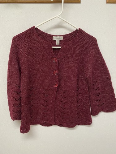 Vintage DressBarn Half Open Front Cardigan—Cut Out Design—Scalloped ...