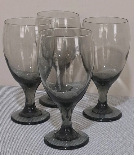 Libbey Classic Goblet Wine Water Beverage Glasses Smoke Gray 7" 16oz ...