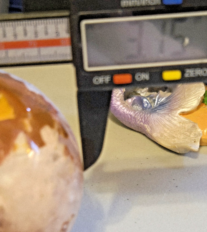 [1.5 LB] NEW 3.15" Druzy Carnelian Crystal Sphere on 6" Mermaid Resin ...