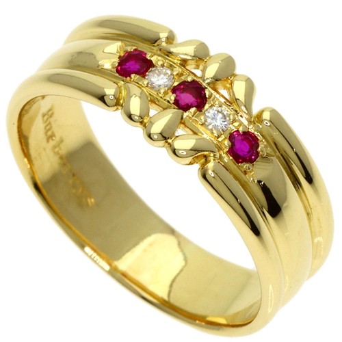 BURBERRY Ruby Diamond Ring K18 Yellow Gold Ladies [Used] | eBay