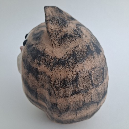 James Haddon Hand Carved Wood Green Eyed Striped Kitty Cat Signed ...