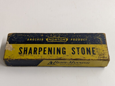 NEVER USED ANTIQUE BARBER SHOP NORTON TWO SIDED RAZOR SHARPENING HONE ...