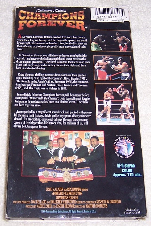 Champions Forever VHS Video boxing Muhammed Ali George Foreman Larry ...