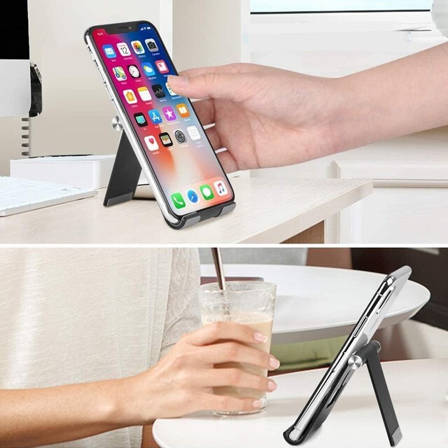 Aluminum Metallic Mini Phone Stand for Desktops - Portable, Foldable ...