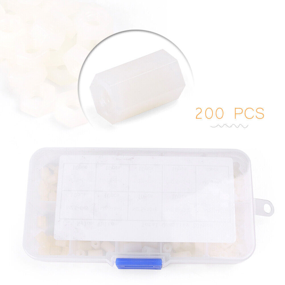 M2.5 Nylon White Male Female Standoff Spacers Bolts Nuts Assortment ...