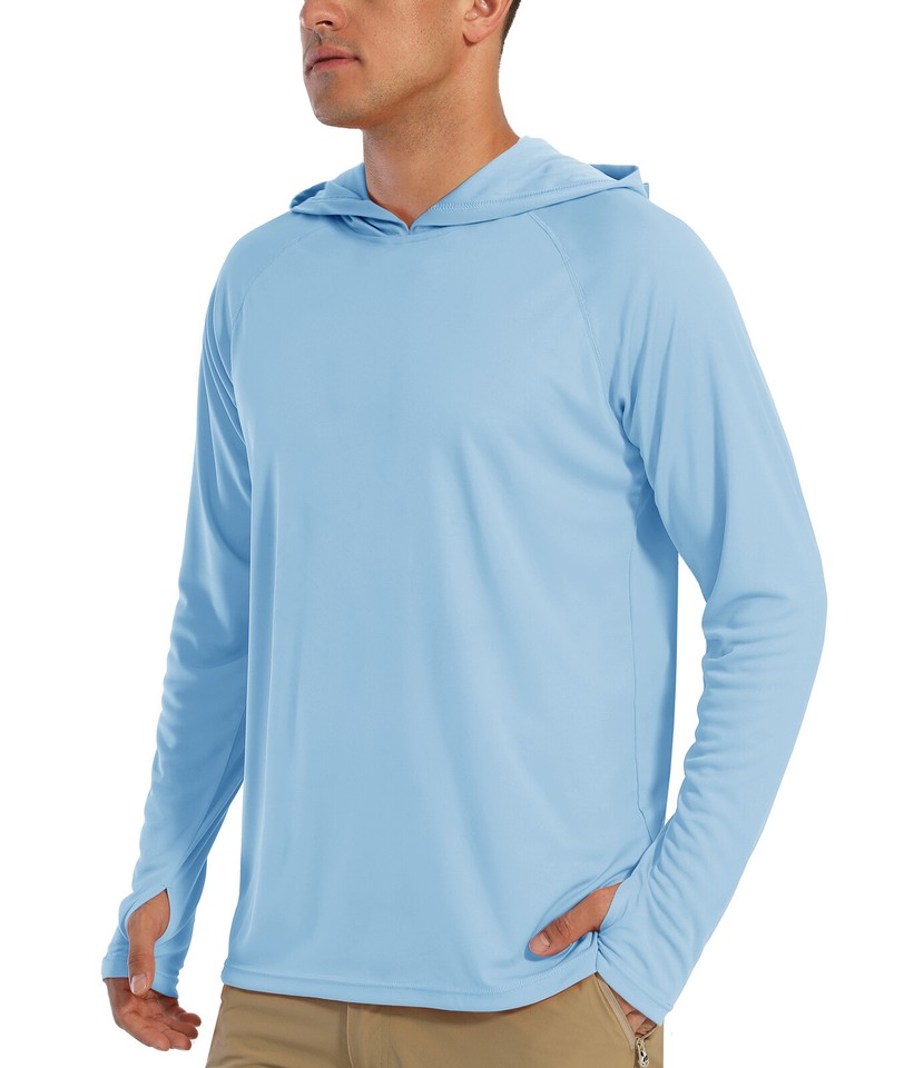 UPF50+ Mens Sun Block Hoodie Long Sleeve Skin Protection Sun Shirts ...