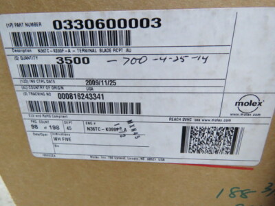 MOLEX F65B-14474-FA Qty of 100 per Lot N36TC-K099F-A - TERMINAL BLADE ...