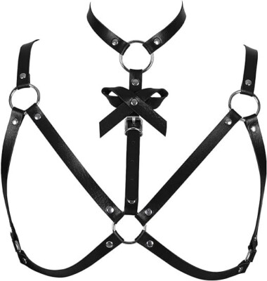 Women Handmade Soft Leather Harness Bra Cage Body Bondage choker o strings BDSM | eBay