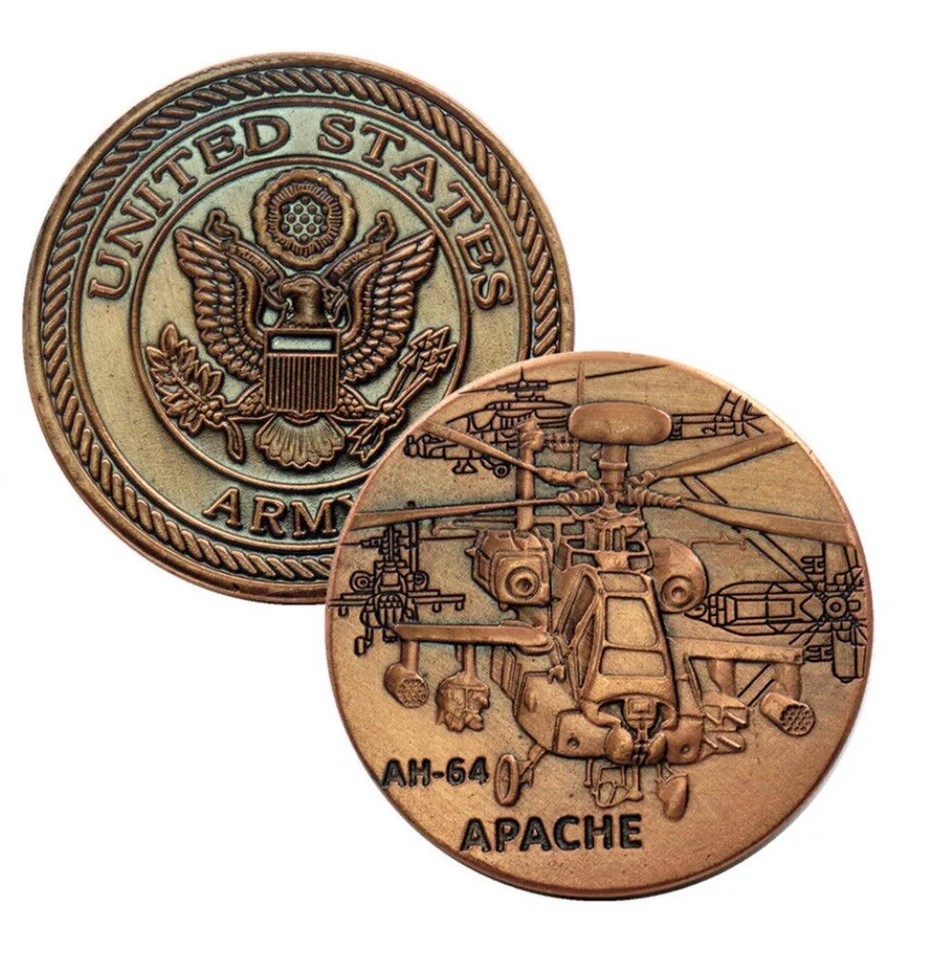 U.S. ARMY Aviation AH-64 APACHE, CHALLENGE COIN With Retirement Award ...