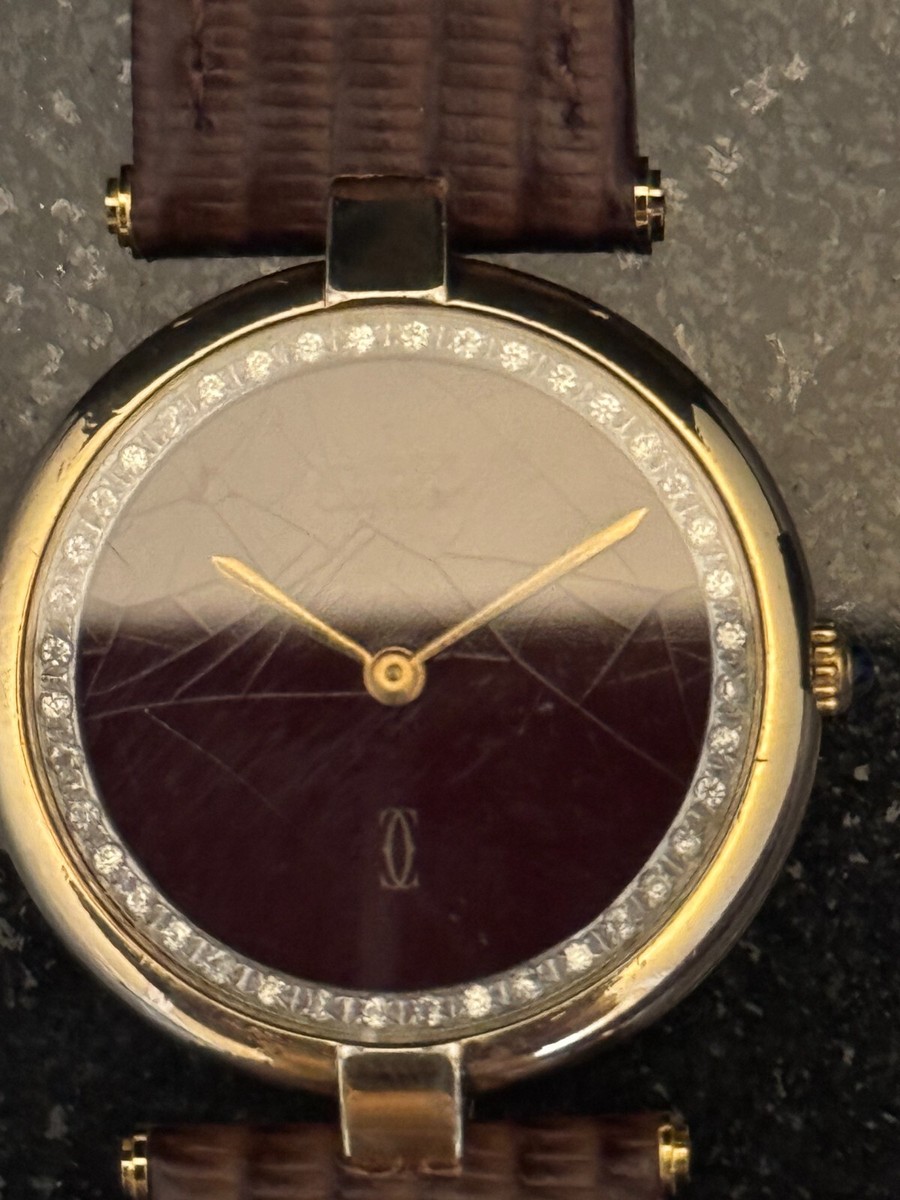 Cartier Must De Cartier Vendome 29mm Rare Burgundy Dial w Cartier Must De Cartier Vendome 29mm Rare Burgundy Dial w