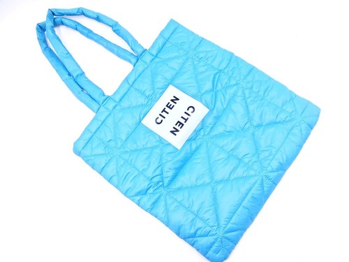 CITEN Logo Quilted Tote Bag Blue Women's Used Small Flaws From Japan ...