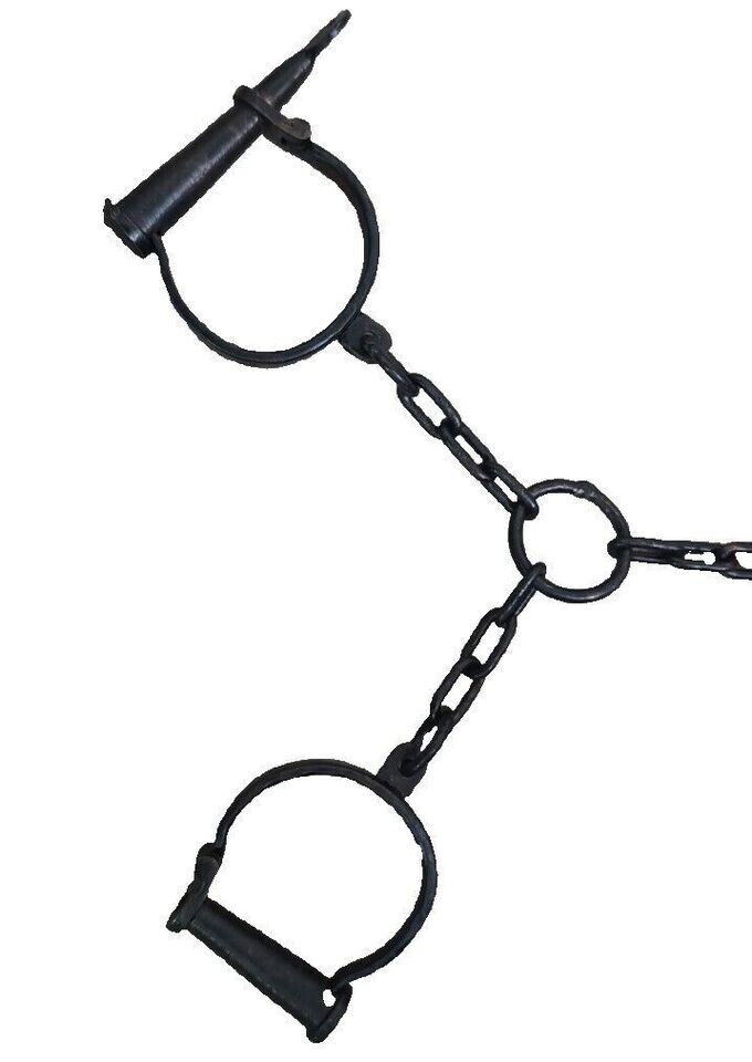 Old Handcuff Antique Iron Handcrafted Neck Leg & Hand Rare Handcuffs ...