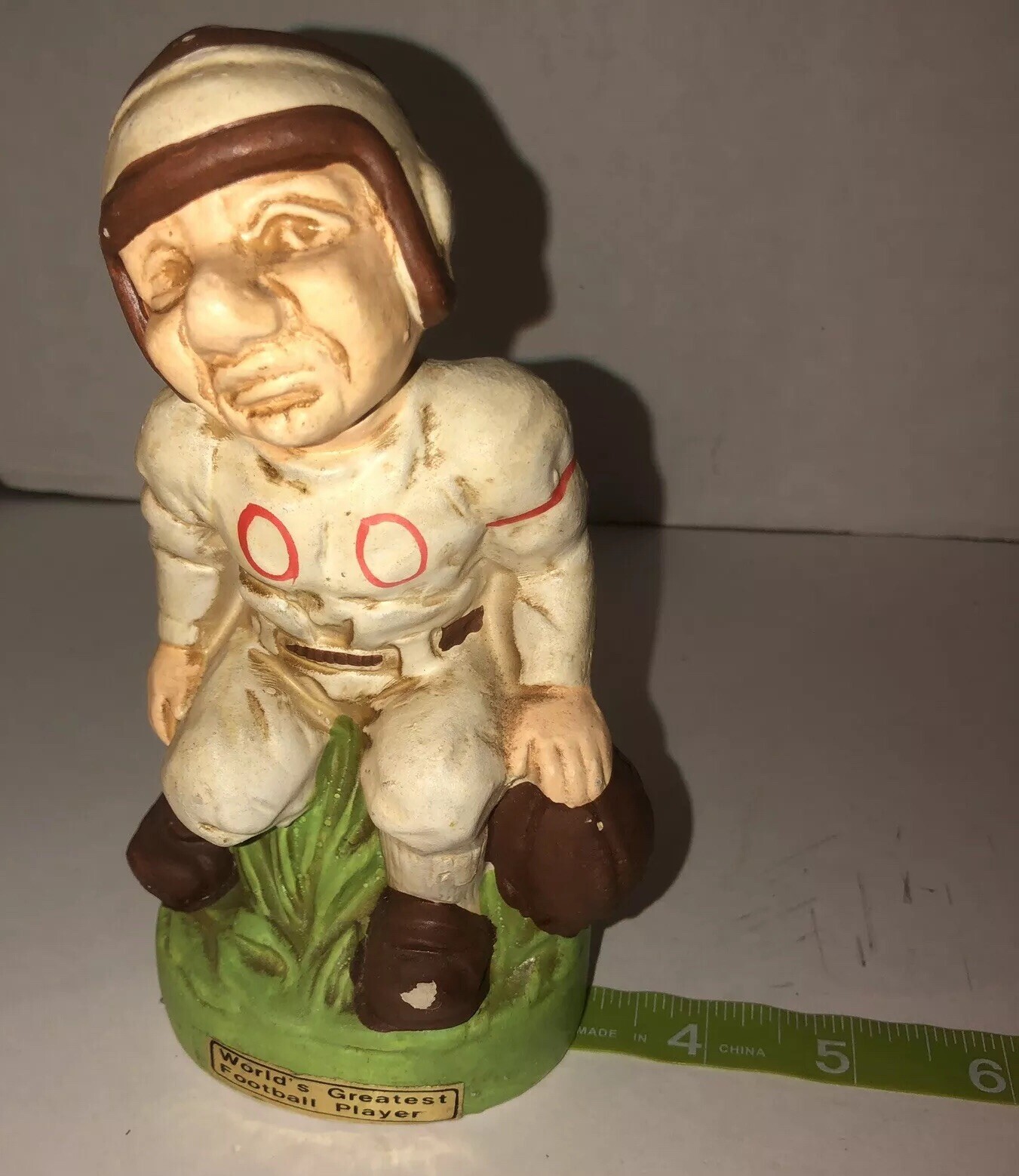 Vintage WORLDS GREATEST FOOTBALL PLAYER 7" Chalkware Bank Stopper 30s ...