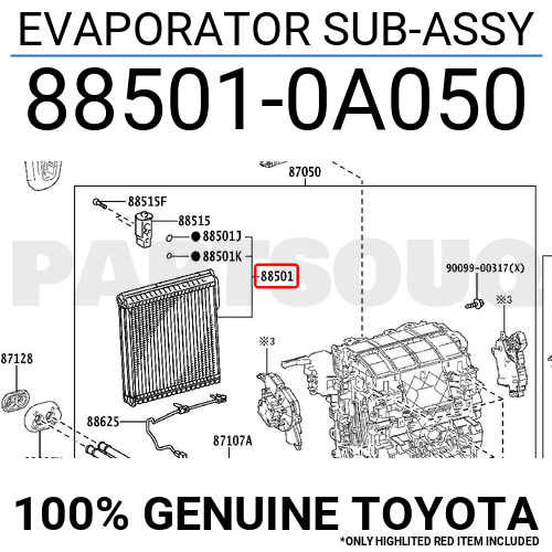 885010A050 Genuine Toyota EVAPORATOR SUB-ASSY 88501-0A050 | eBay