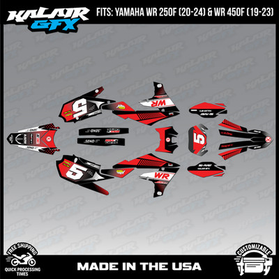 Graphics Kit for Yamaha WR250F 2020-2024 and WR450F 2019-23 Turbo - Red ...