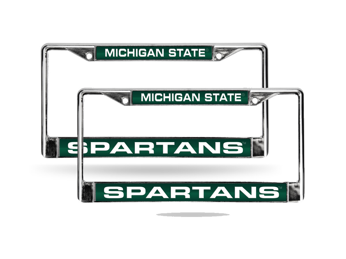 Michigan State Spartans Chrome Metal Laser License Plate Frame - Set of ...