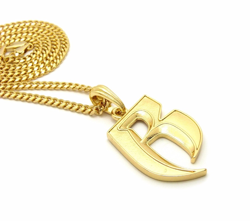 NEW 'R' RUFF RYDERS PENDANT & 24" BOX/CUBAN/ROPE CHAIN HIP HOP NECKLACE ...