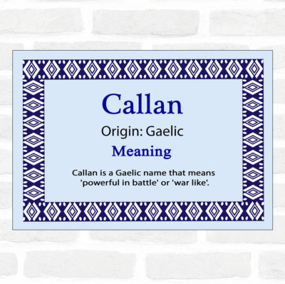 Callan Name Meaning Blue Certificate | eBay UK