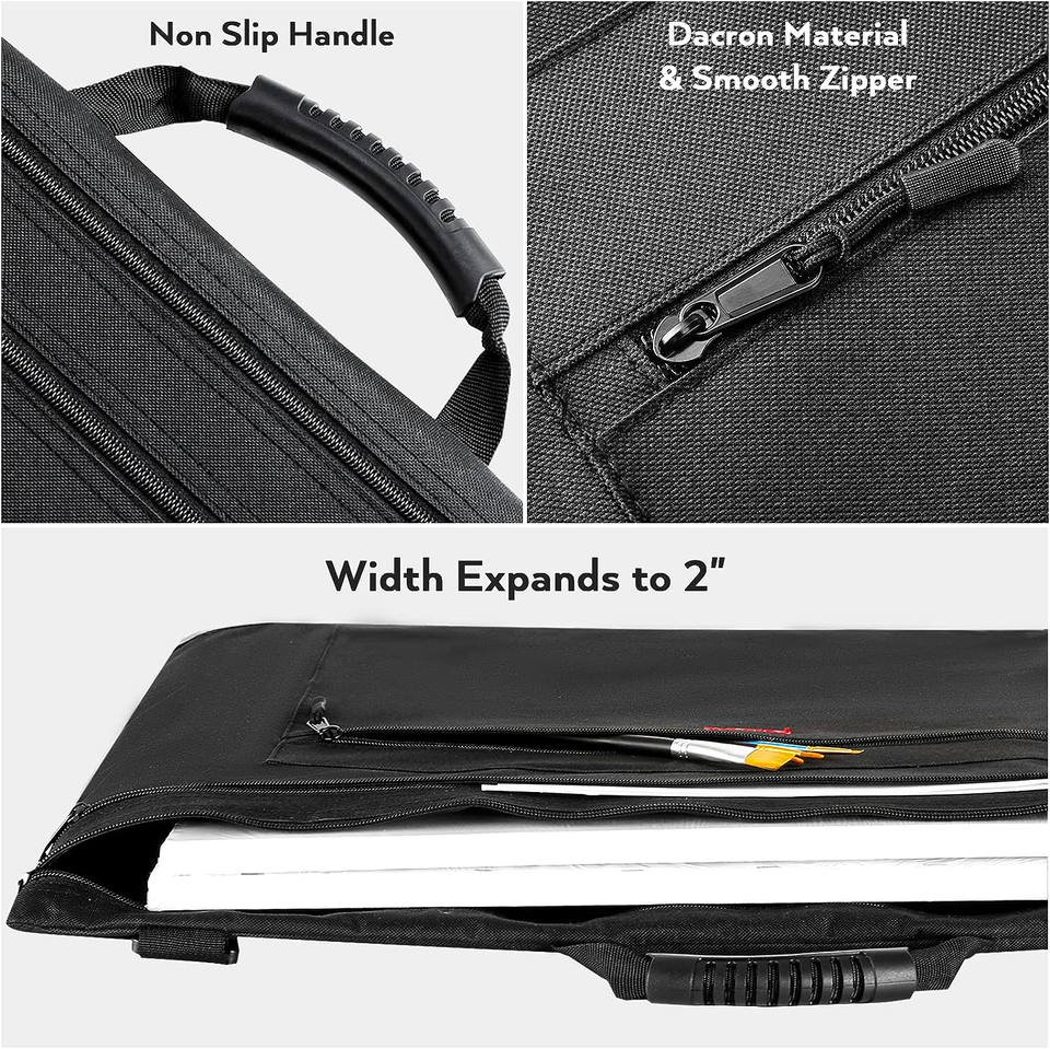 Light Weight Art Portfolio Bag 18X24 Black Art Canvas Portfolio Case w ...