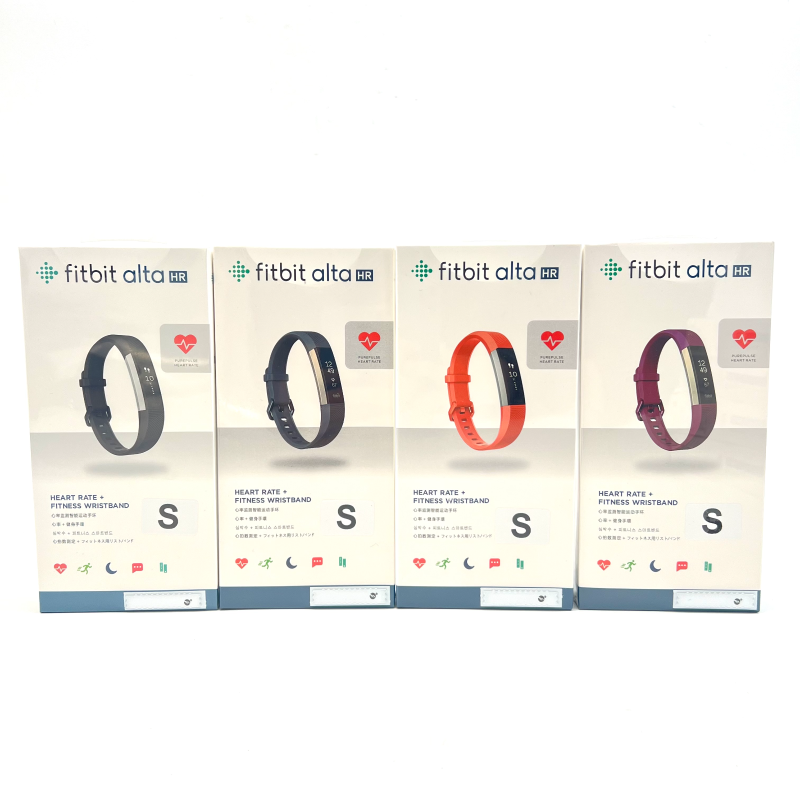 New Fitbit Alta HR Fitness Watch Black/Orange/Purple/Blue Size:Small or ...