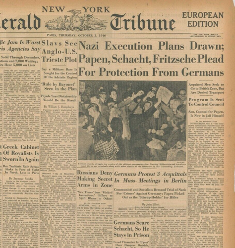 Nuremberg Trial German execution plans drawn Papen Schacht October 3 ...