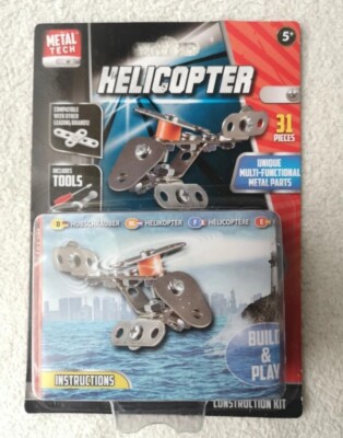 Metal Construction Helicopter Chopper Spanner Tool Toy Kids 31pc Set 5 ...