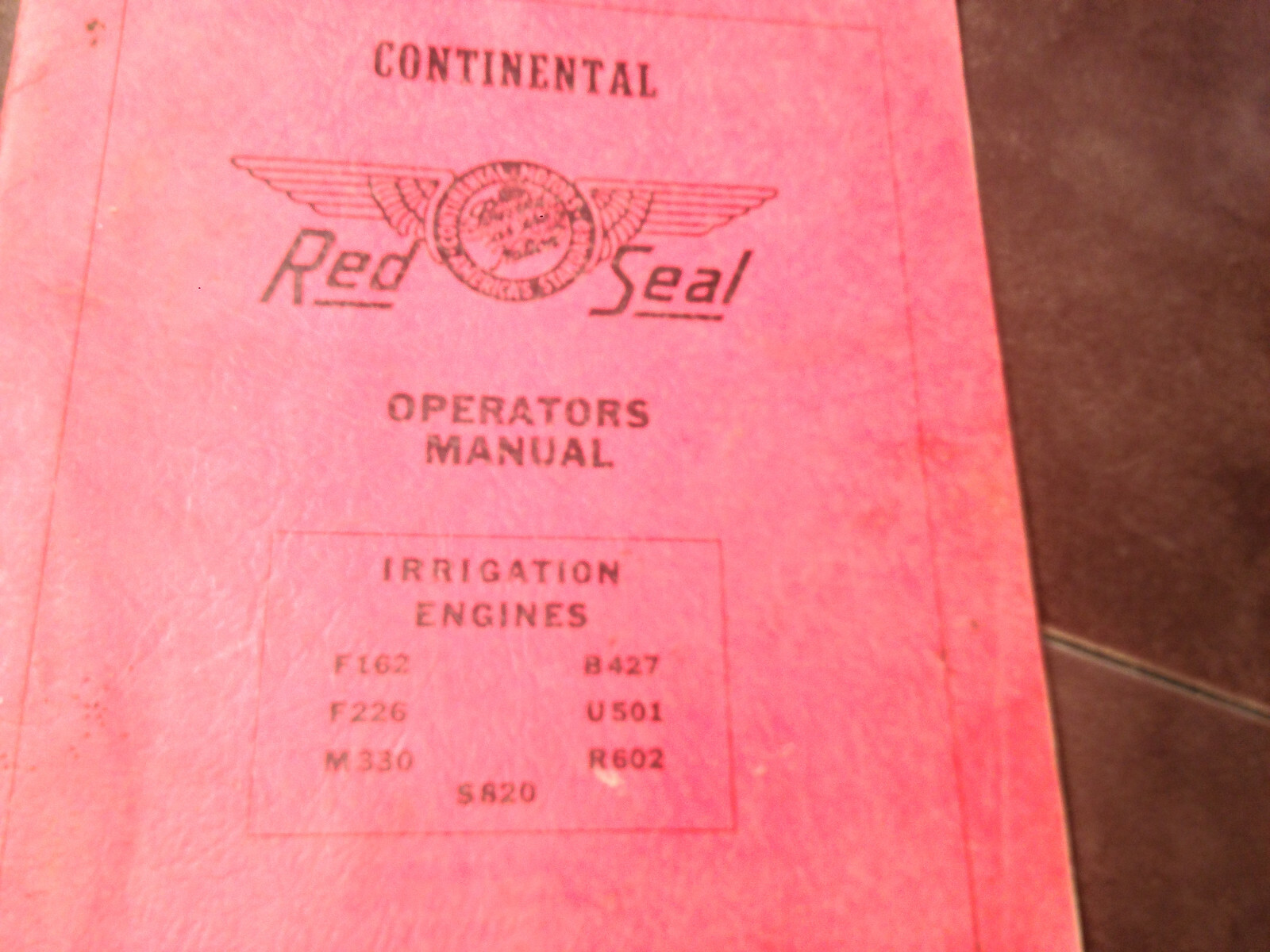 Continental F162 F226 M330 B427 U501 & R602 Irrigation Engine Ops ...
