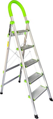 StepIt 5 Step Ladder - Portable Folding Five Step Ladders with Wide ...