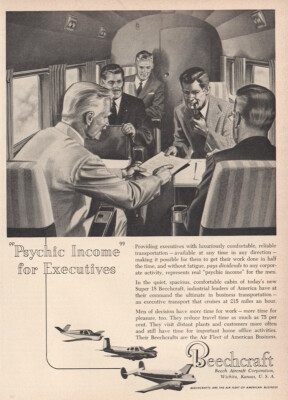 1954 Beechcraft: Psychic Income for Executives Vintage Print Ad | eBay