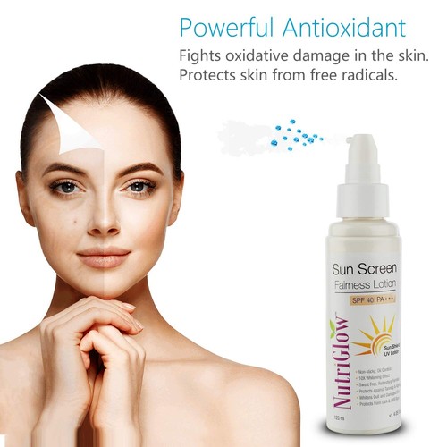 NutriGlow Sunscreen Fairness Lotion SPF 40 PA+++All Skin Type 120ml ...