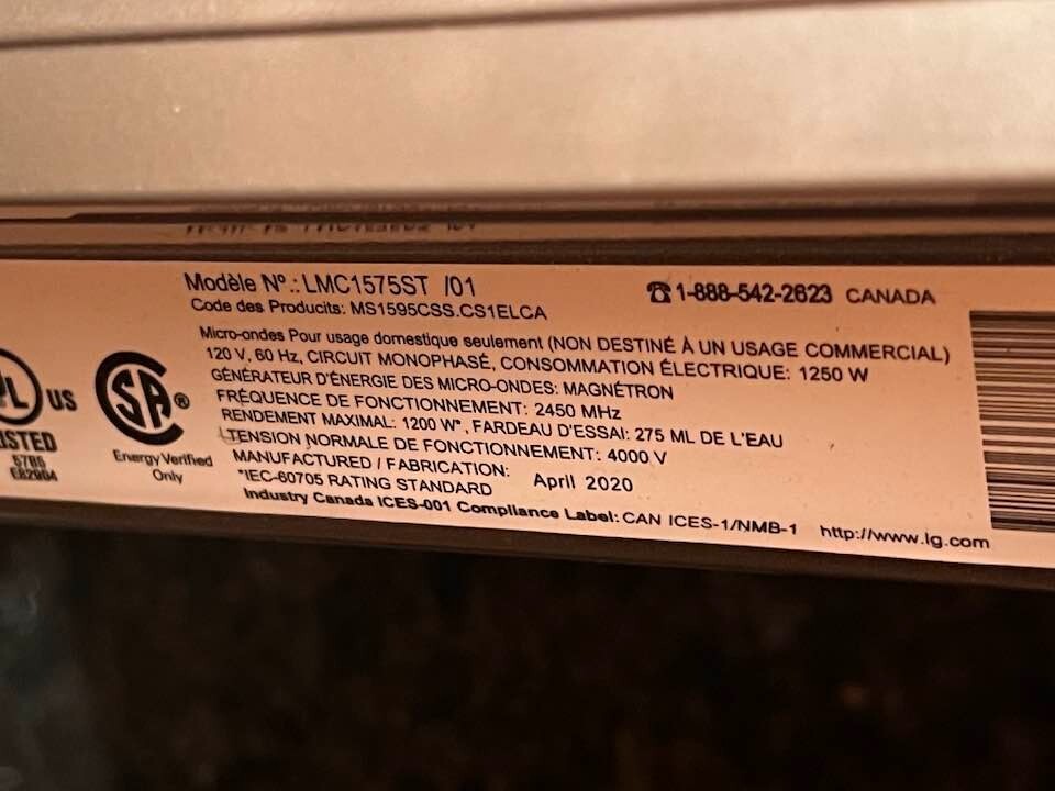 LMC1575ST LG 1200W COUNTERTOP MICROWAVE w/ SMART INVERTER 1.5 CU. FT ...